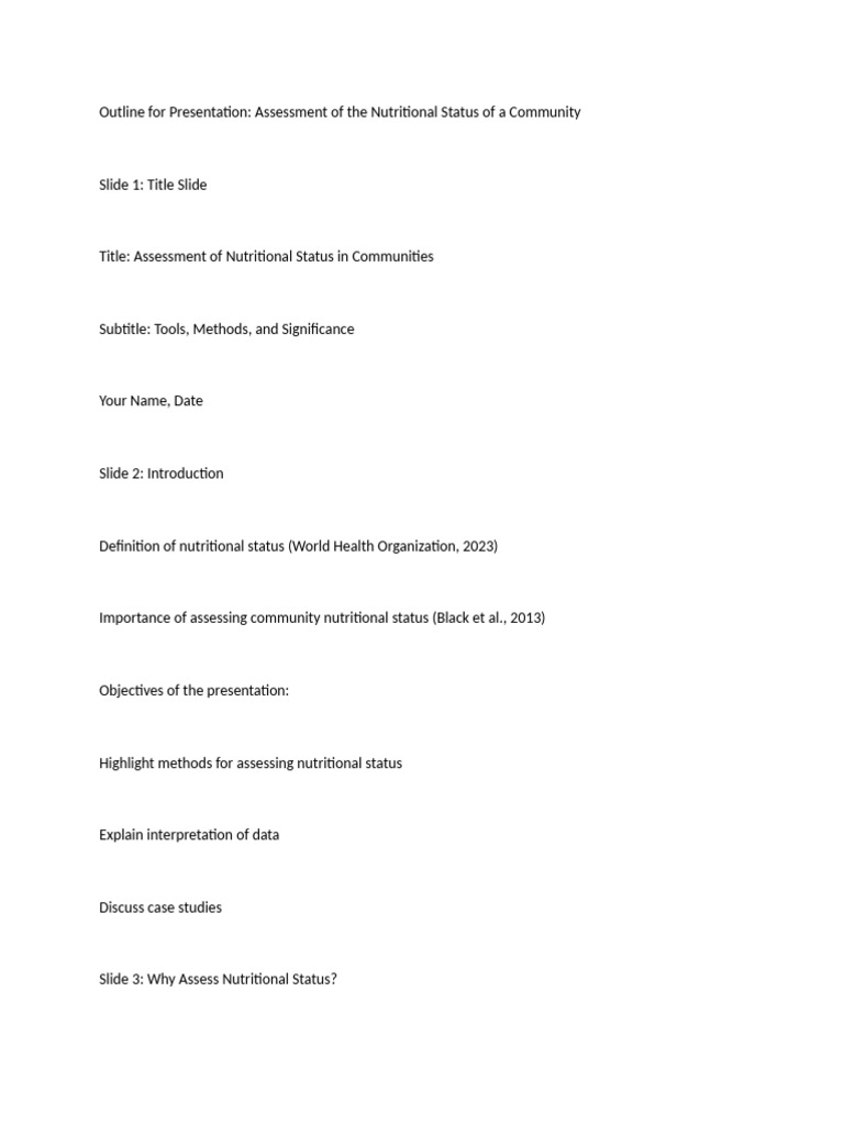 Community Nutrition Assessment Guide | PDF | Malnutrition | Nutrition