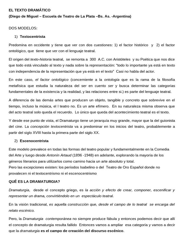 El Texto Dramático Unlp | PDF | Teatro | Actor