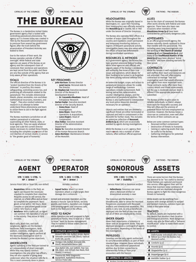 Faction Template The Bureau v0.1 090124 | PDF