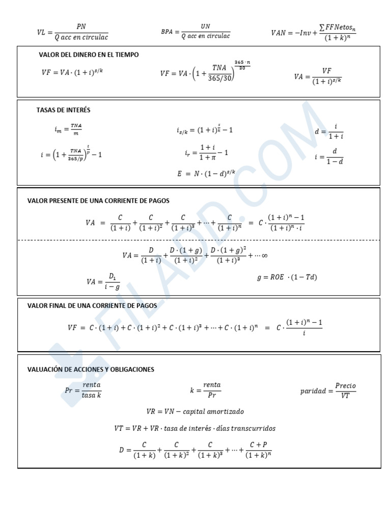 Hoja Formulas V | PDF | Inversiones | Servicios financieros