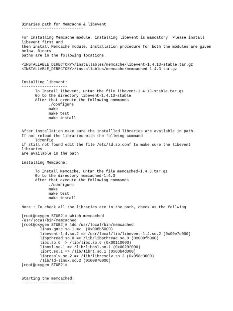 Memcache & Libevent Install Guide | PDF | Data Management | Utility Software
