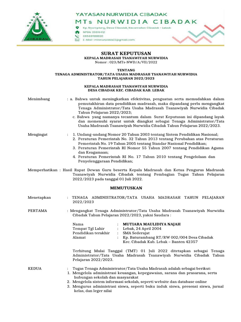 Mutiara - SK TU MTs. Nwd 2022 | PDF