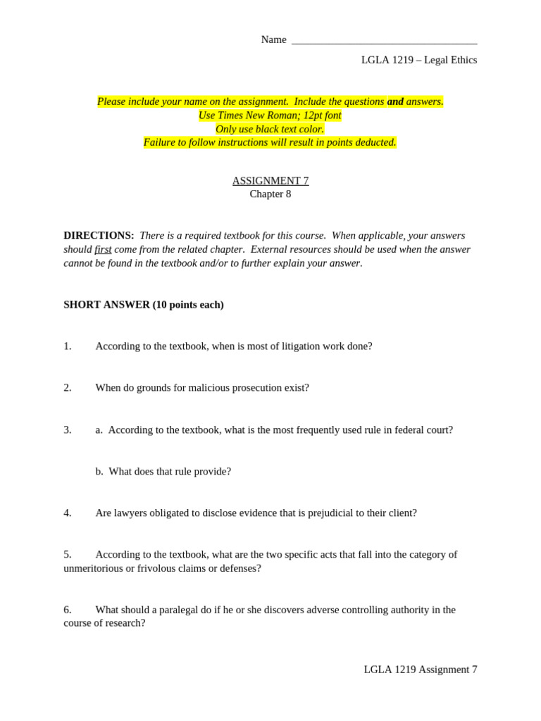 Chapter 8 Assignment | PDF