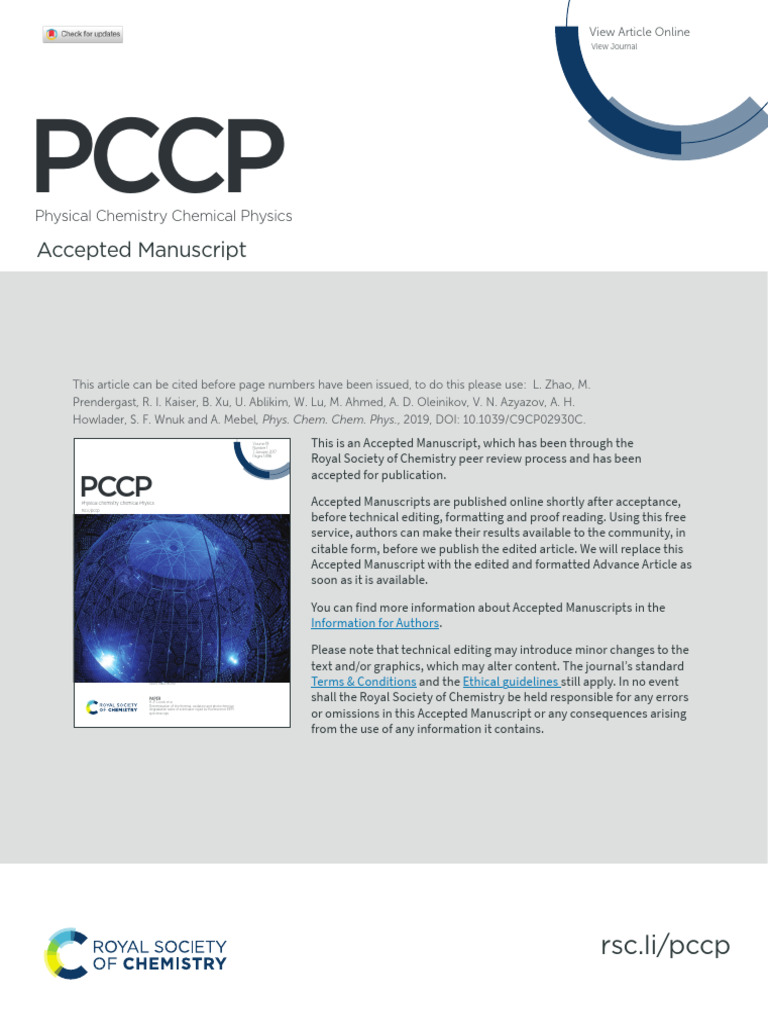Accepted Manuscript: RSC - Li/pccp | PDF | Chemical Reactions ...