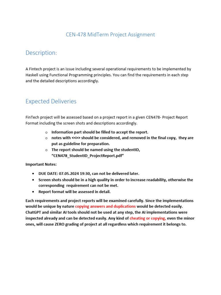 CEN-478 Project Assignment | PDF | Risk | Computing