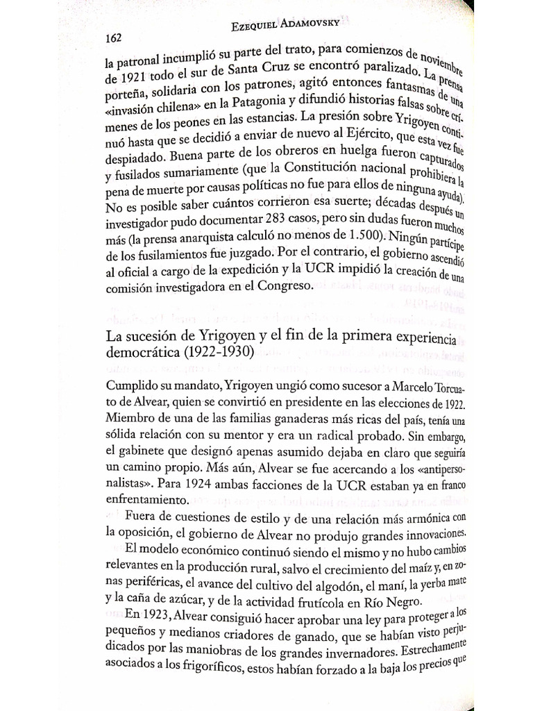 Radicalismo (1922-1930) - Adamovsky - Historia de La Argentina | PDF