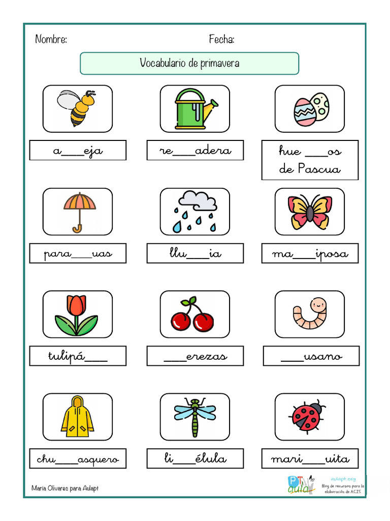 Vocabulario de Primavera para Niños | PDF