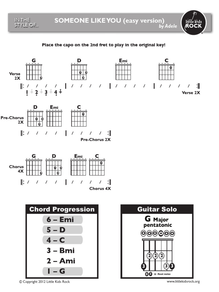 Guitar SomeoneLikeYou Adele Easy | PDF | Song Structure | Celtic Musical Instruments