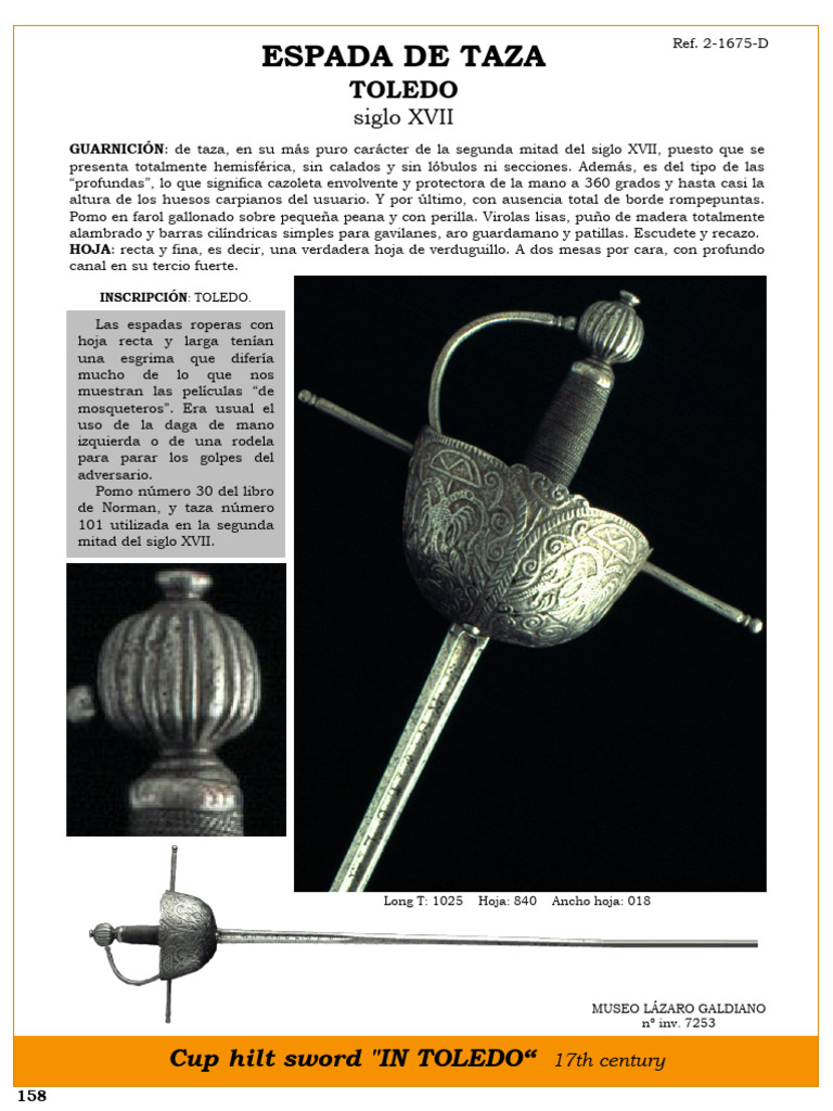 Espada de taza toledana del siglo XVII | PDF