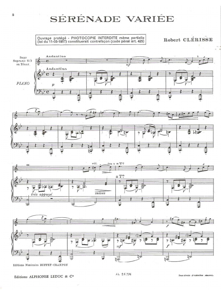 Robert Clérisse Sérénade Variée Pianoforte | PDF