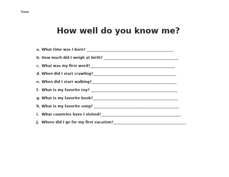 How Well Do You Know Me | PDF