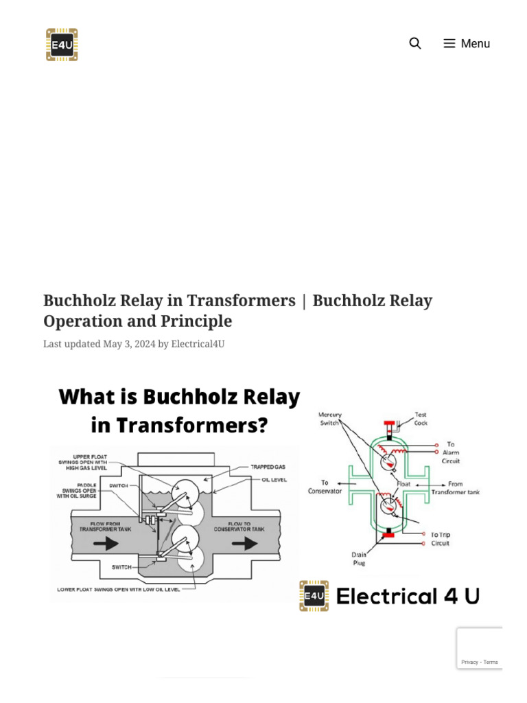 Buchholz Relay in Transformers (Working Principle) - Electrical4 | PDF ...