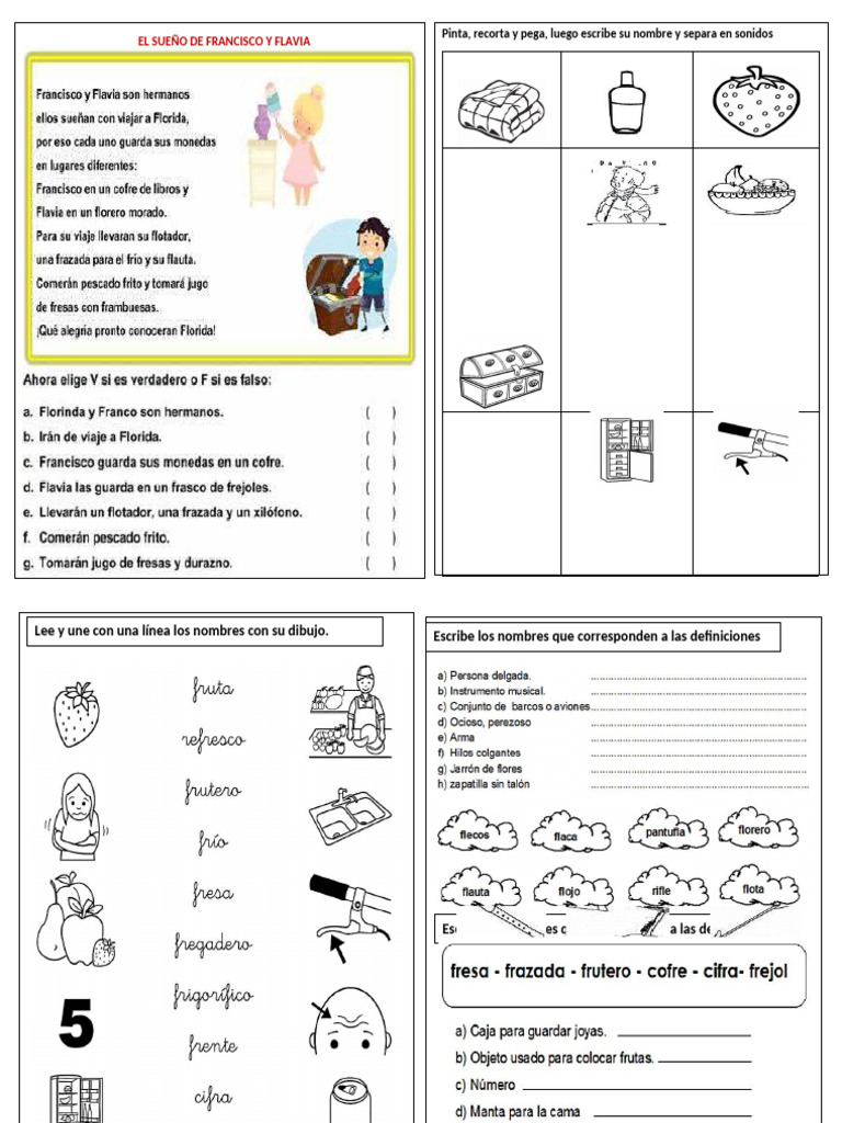 Sílabas Trabadas Fr-Fl-Fichas | PDF