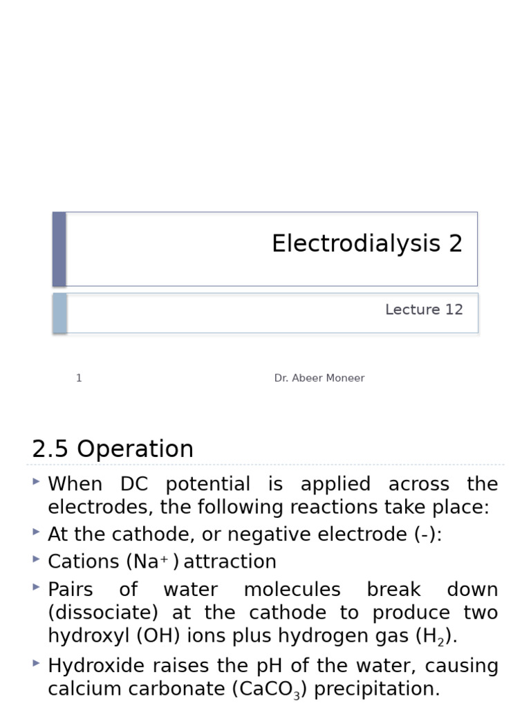 Electrodialysis Operation and Design Guide | PDF | Membrane | Ion