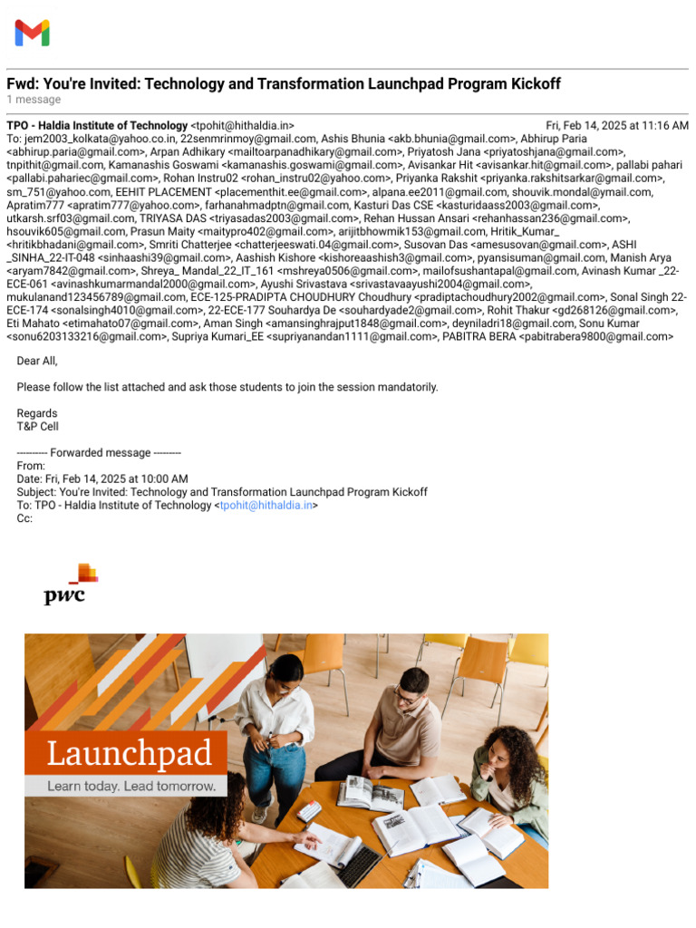 Tech Launchpad Kickoff for Students | PDF