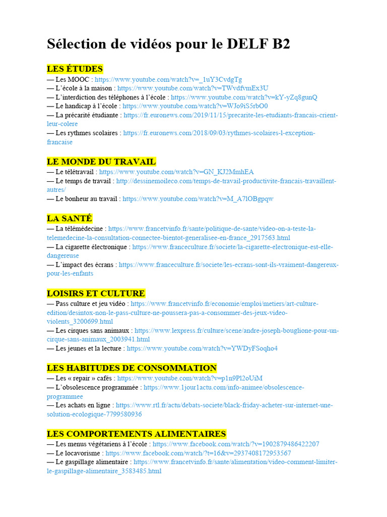 Vidéos pour le DELF B2 | PDF