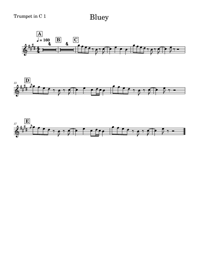 Bluey-Trumpet in C 1 | PDF