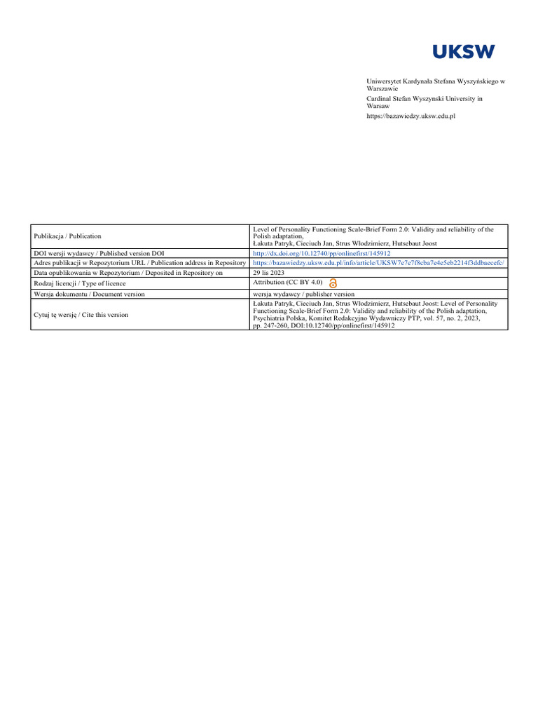 Lakuta 2023 Krotka Skala Poziomu | PDF