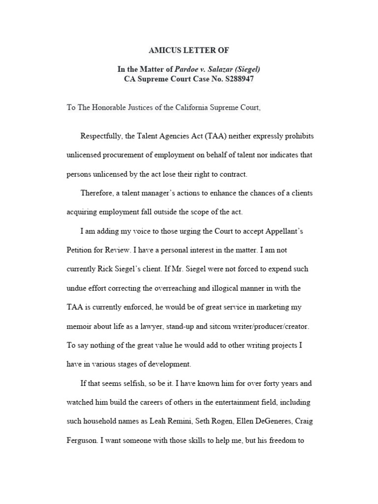 Amicus Sample Letters Vol. 2 | PDF | Supreme Court Of The United States ...