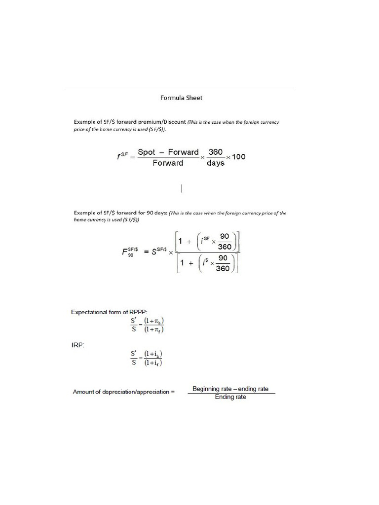 Formula Sheet | PDF