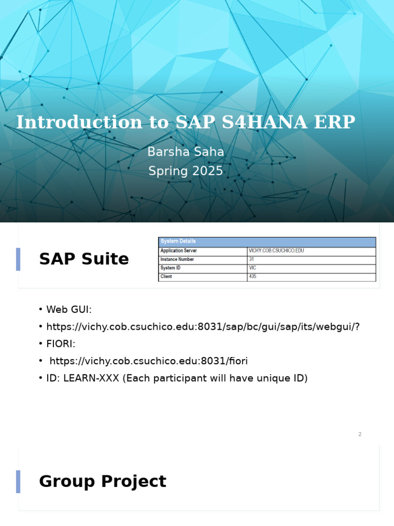 Introduction To SAP S4HANA ERP - Spring 2025 - Session 6 | PDF