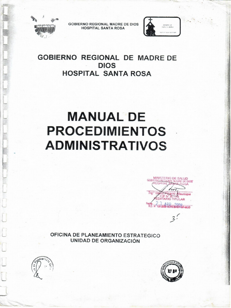 Manual de Procedimientos Administrativos RER No 601 2007 GOREMAD PR | PDF
