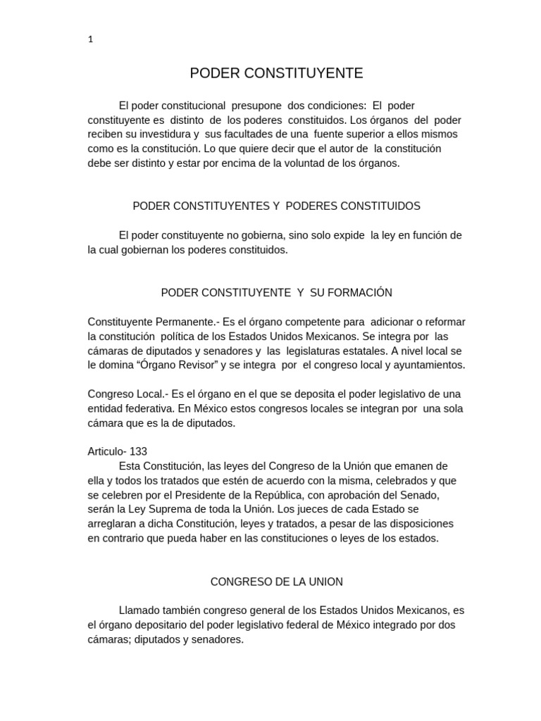 Poder Constituyente | PDF | Constitución | México