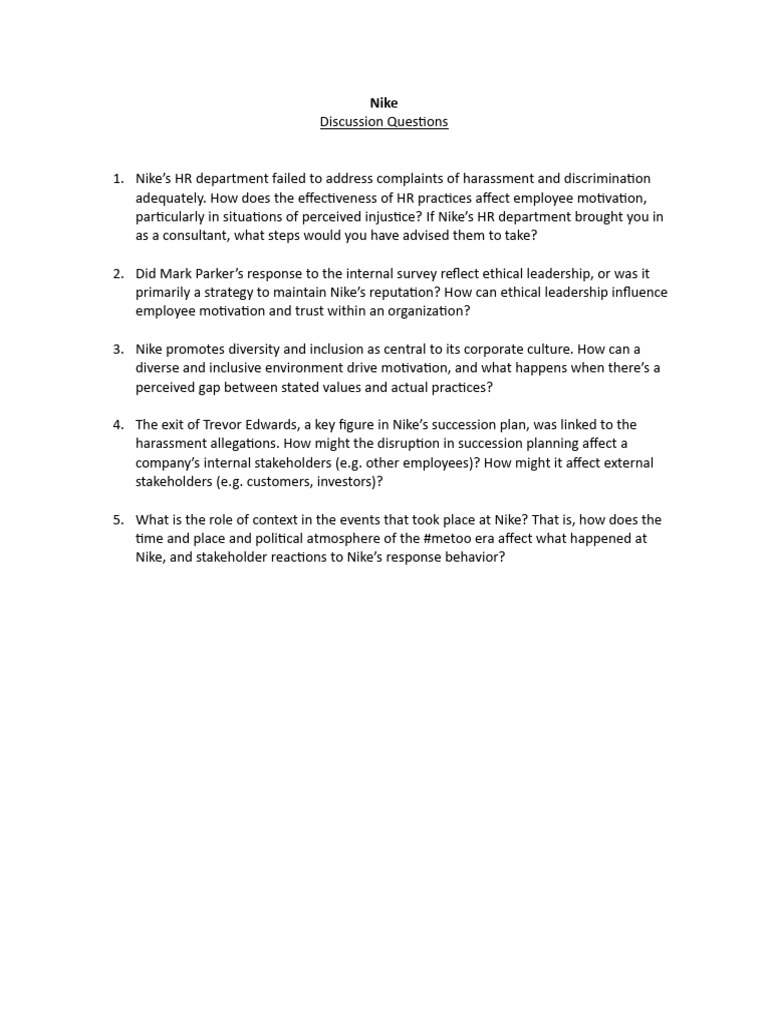 Nike - Discussion Questions | PDF