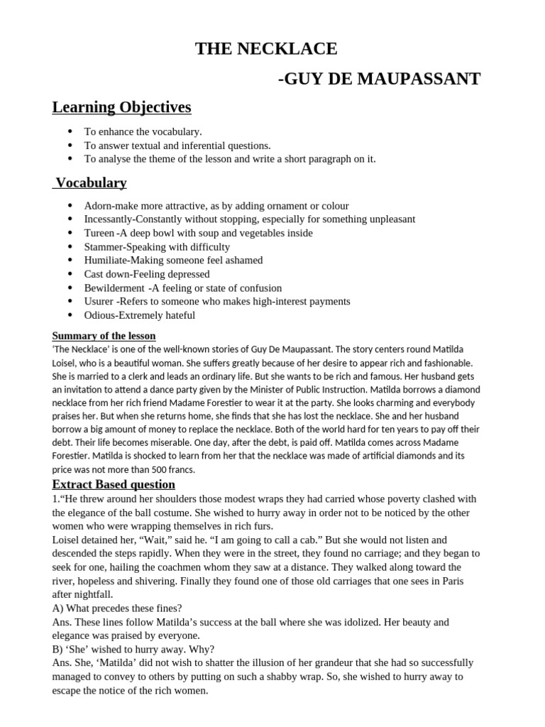 The Necklace Gr10 | PDF