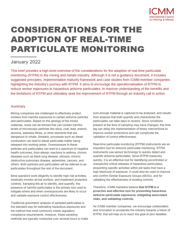 Briefing - Considerations For The Adoption of RTPM | PDF | Particulates ...