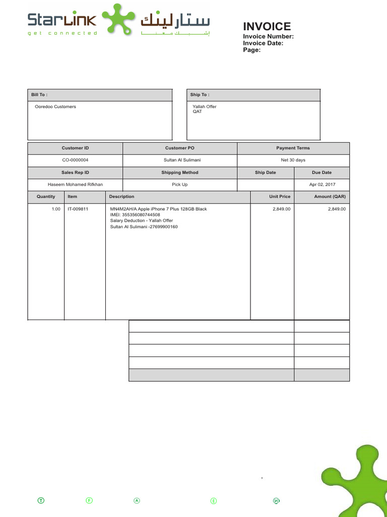 Starlink-Qatar-Fine-8 PLUS | PDF | Invoice | Government Finances