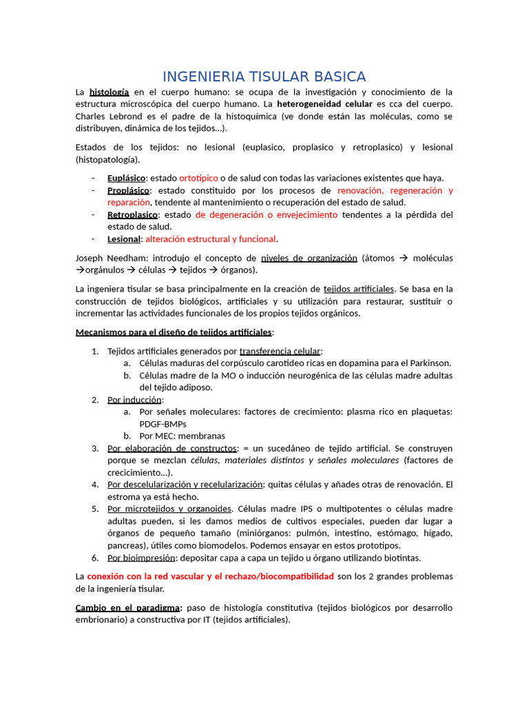 Ingeniería Tisular y Células Madre | PDF | Célula madre | Tejido (biología)