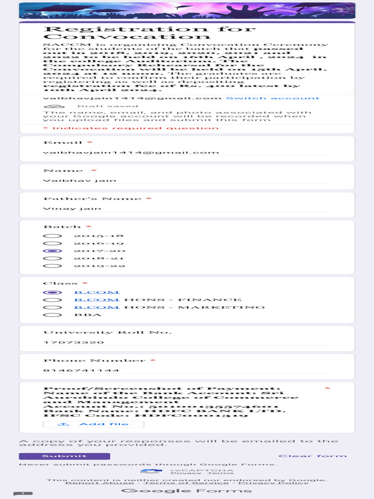 SACCM Convocation Registration 2024 | PDF