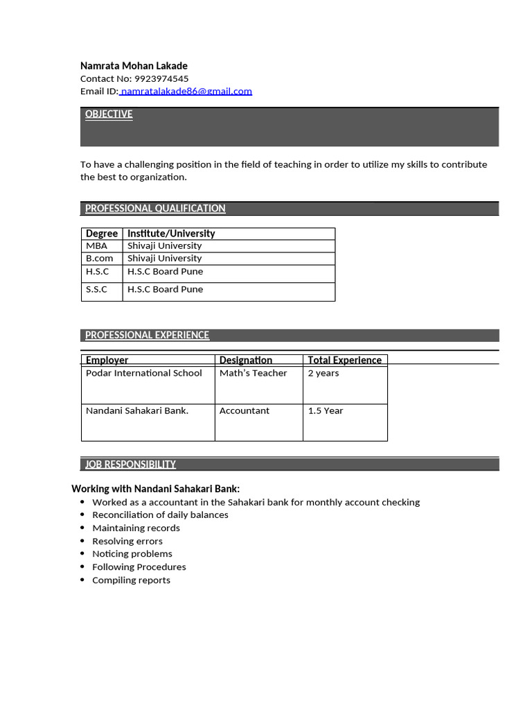 Namrata Resume v2 | PDF