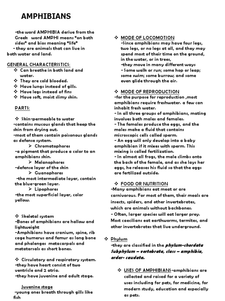 Amphibians 1 Handouts | PDF | Amphibian | Zoology