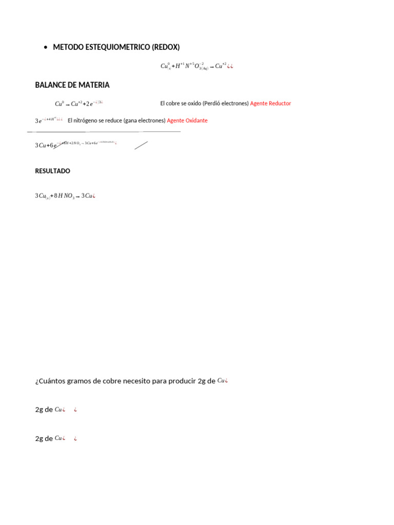 Cálculo Estequiométrico en Reacciones Redox | PDF