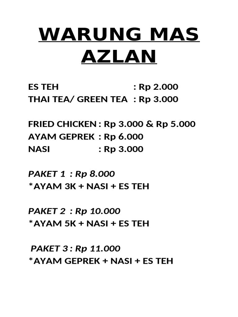 Warung Mas Azlan | PDF