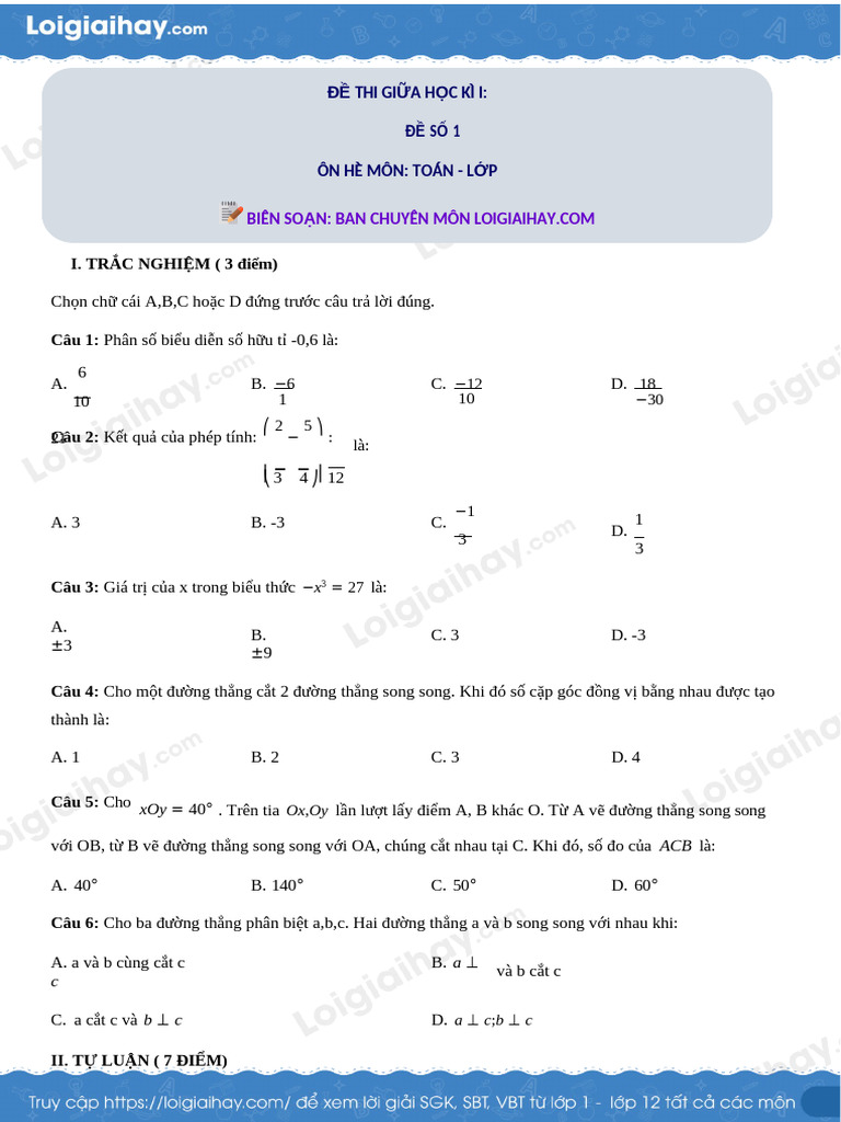 de-kiem-tra-giua-hoc-ki-1-toan-7-de-so-1-ket-noi-tri-thuc-1728524542 | PDF