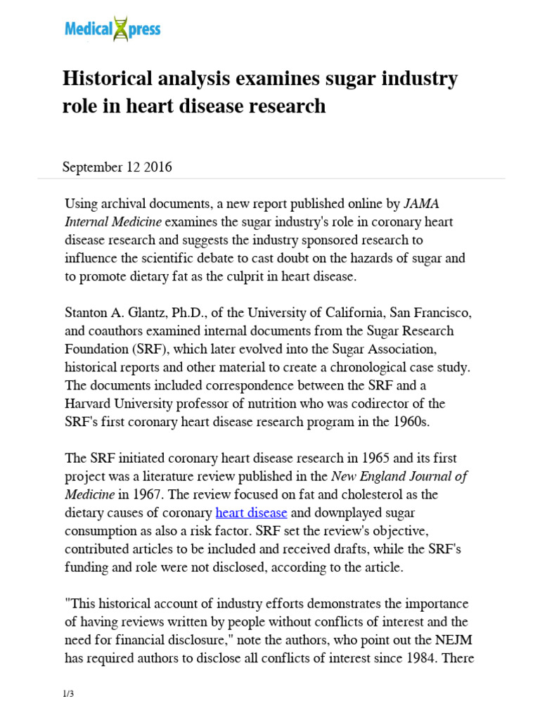 2016-09-historical-analysis-sugar-industry-role | PDF | Cardiovascular ...