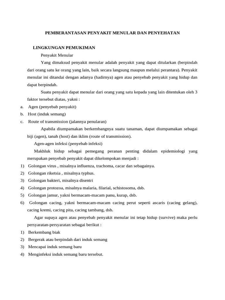 Pemberantasan Penyakit Menular Dan Penyehatan | PDF