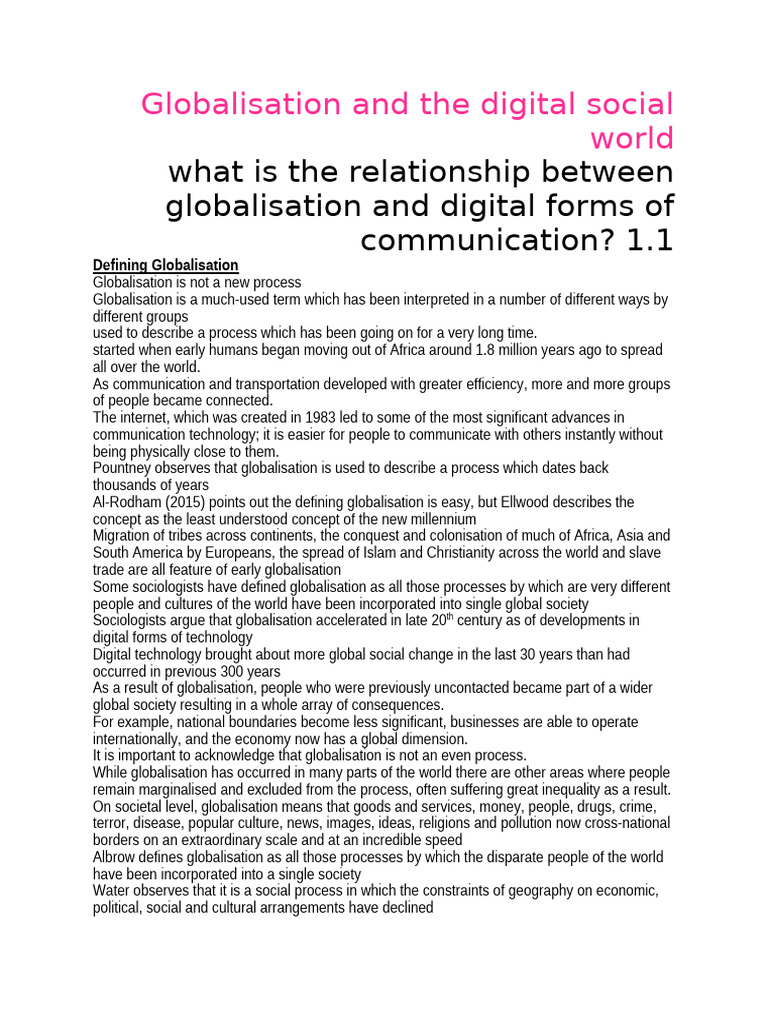 Globalisation and The Digital Social World | PDF | Globalization ...