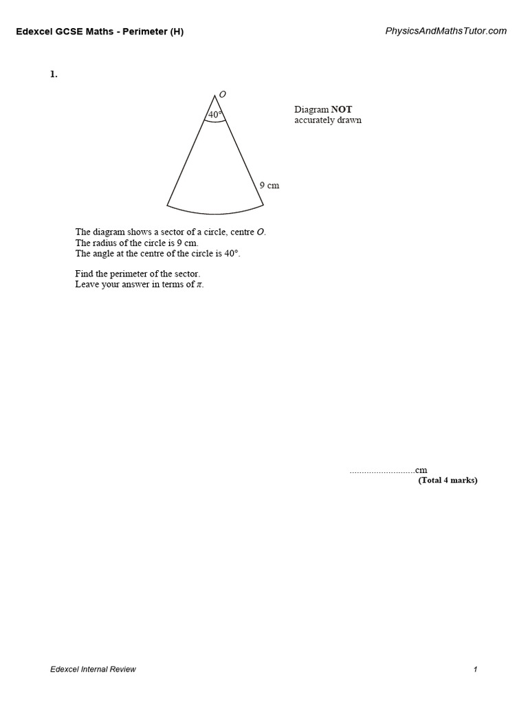 Edexcel GCSE Maths Perimeter Questions | PDF | Area | Rectangle
