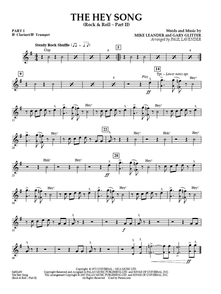 The Hey-Song Paul Lavender Trumpet BB Part 1 | PDF
