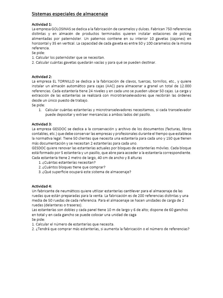 Act. Sistemas Almacenaje Especiales (4) | PDF