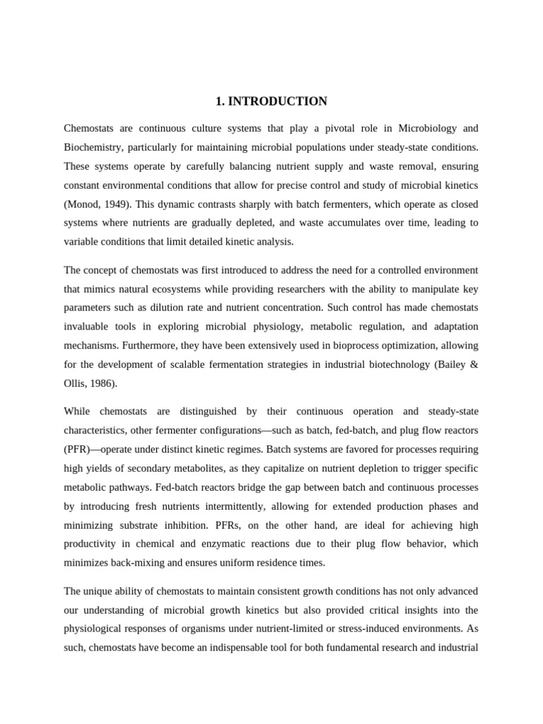 Group 2. Kinetics in Chemostat (Steady State) and in Other Fermenter ...