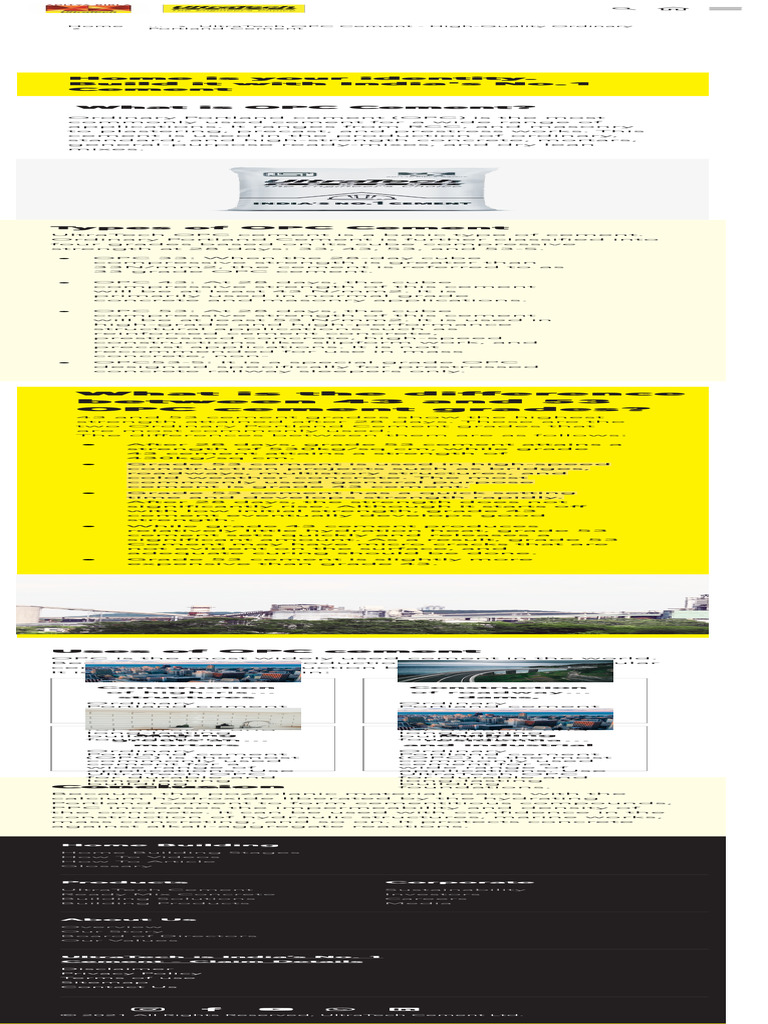UltraTech OPC Cement - High-Quality Ordinary Portland Cement | PDF | Cement | Concrete