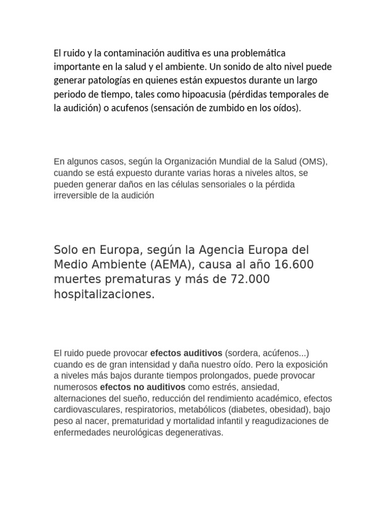 El ruido y la contaminación auditiva es una problemática importante en ...