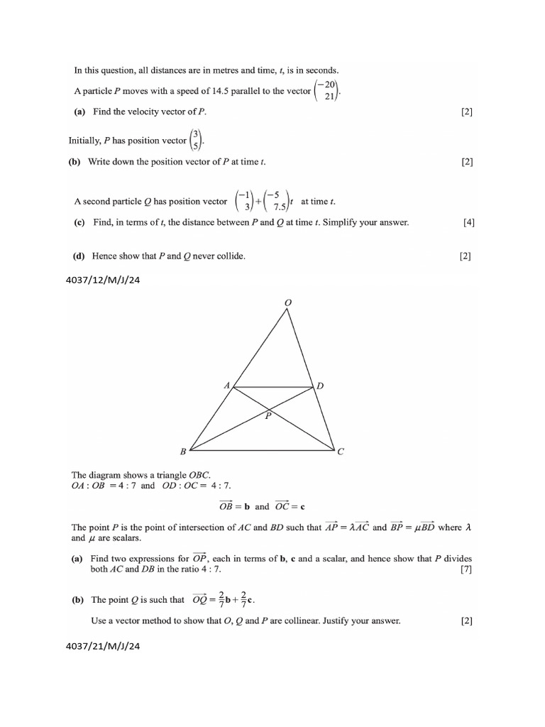 Vectors Revision Worksheet | PDF