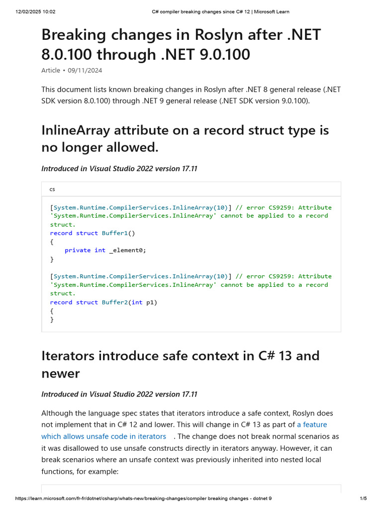 C# Compiler Breaking Changes Since C# 12 - Microsoft Learn | PDF | C ...
