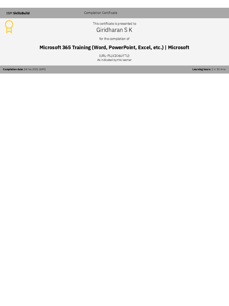 Completion Certificate - SkillsBuild | PDF